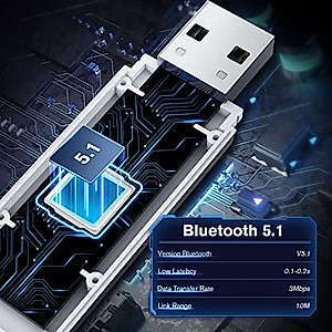 GTRACING Bluetooth USB Adapter Transmitter V5.1 Wireless Dongle for PC, Laptop, PS4, PS5, Switch Connects Bluetooth Speakers, Bluetooth Gaming Chair, GT Lynck1