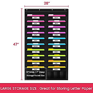 Godery Heavy Duty Storage Pocket Chart for Classroom and Office,Clear Storage Pocket Chart for Files Folder (20+6 Pockets & Nametag)