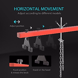 SPECSTAR 1100 Lbs Engine Support Bar Transverse Hoist for Motor Transmission with 2 Points Lift Holder and Dual Hooks
