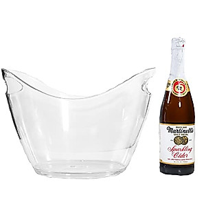 Globull Large Ice Bucket for Cocktail Bar | Mimosa Bar Supplies Ice Tub Champagne Bucket | Ice Buckets for parties | Wine chiller beverage Tub | Clear Ice Bucket for Freezer | Holds 4 Wine bottles 8L