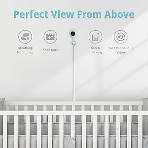 Lollipop Smart WiFi Baby Monitor (Cotton Candy) Bundle with Lollipop Floor Stand(White)-Camera with Breathing Detection and Sleep Tracking.Customized Floor Stand,Compatible with Lollipop Baby Monitor