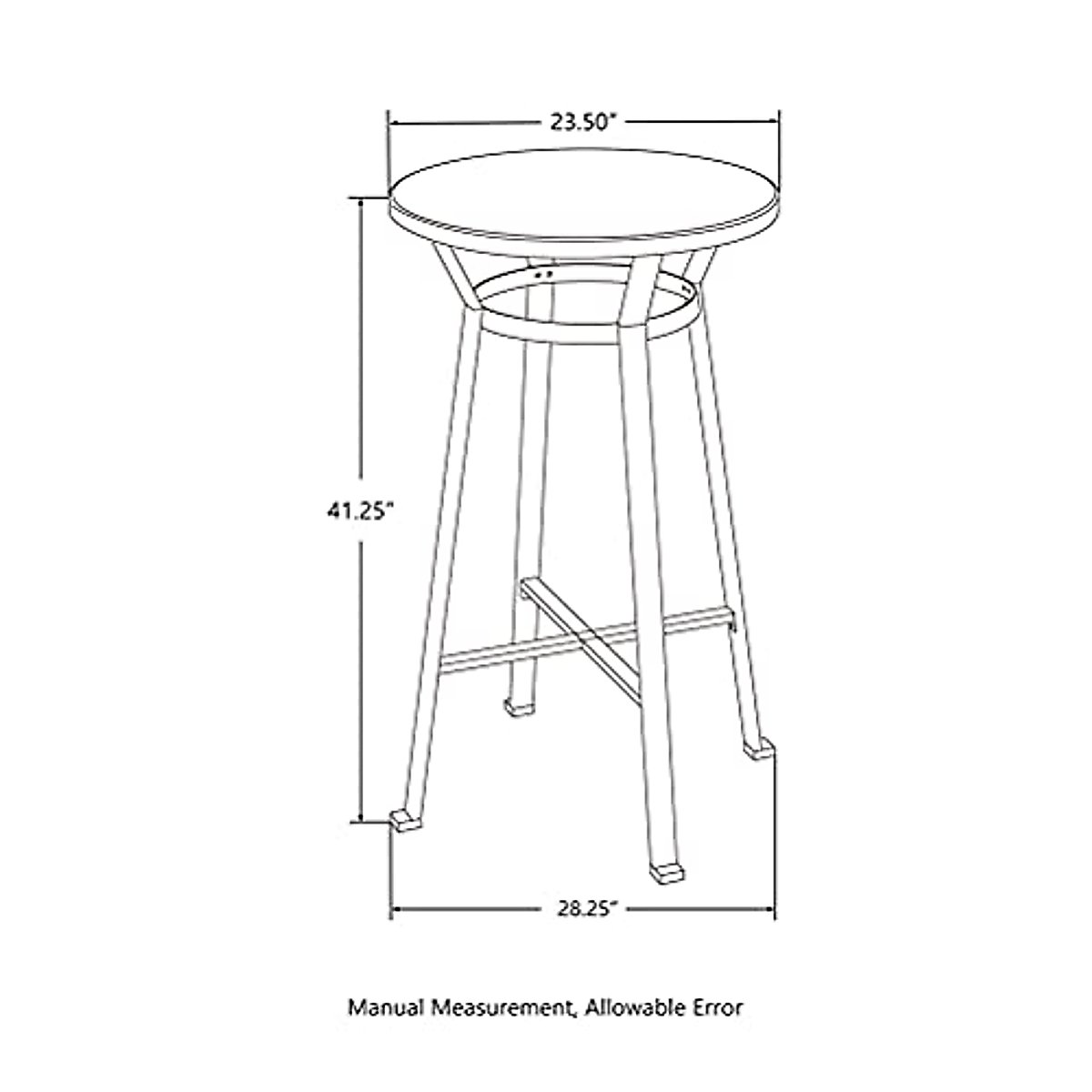 glitzhome 3 Pieces Black Steel Round Bar Table and Bar Stools with High Backest Set Dining Table and Chairs Set