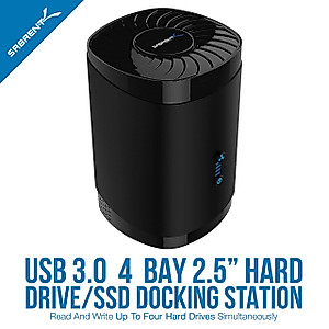 7 Port USB 3.0 HUB + 2 Charging Ports with 12V/4A Power Adapter + USB 3.0 4 Bay 2.5” Hard Drive/SSD Docking Station with Fan