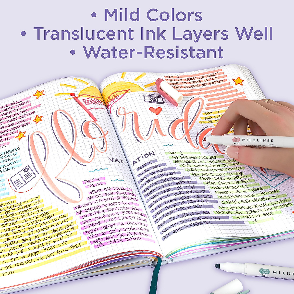 Zebra Pen 78108 Mildliner Double Ended Highlighter Set, Broad and Fine Point Tips, Assorted Ink Planner Colors, 8-Pack