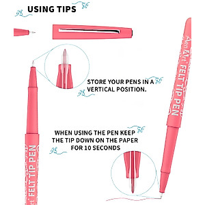 Felt Tip Pens, 35 Colored Fine Point Felt Pen with Fiber Tip, Water-Based Ink, Perfect Markers Pen for Bullet Journaling Adult Coloring, Note Taking at School Office