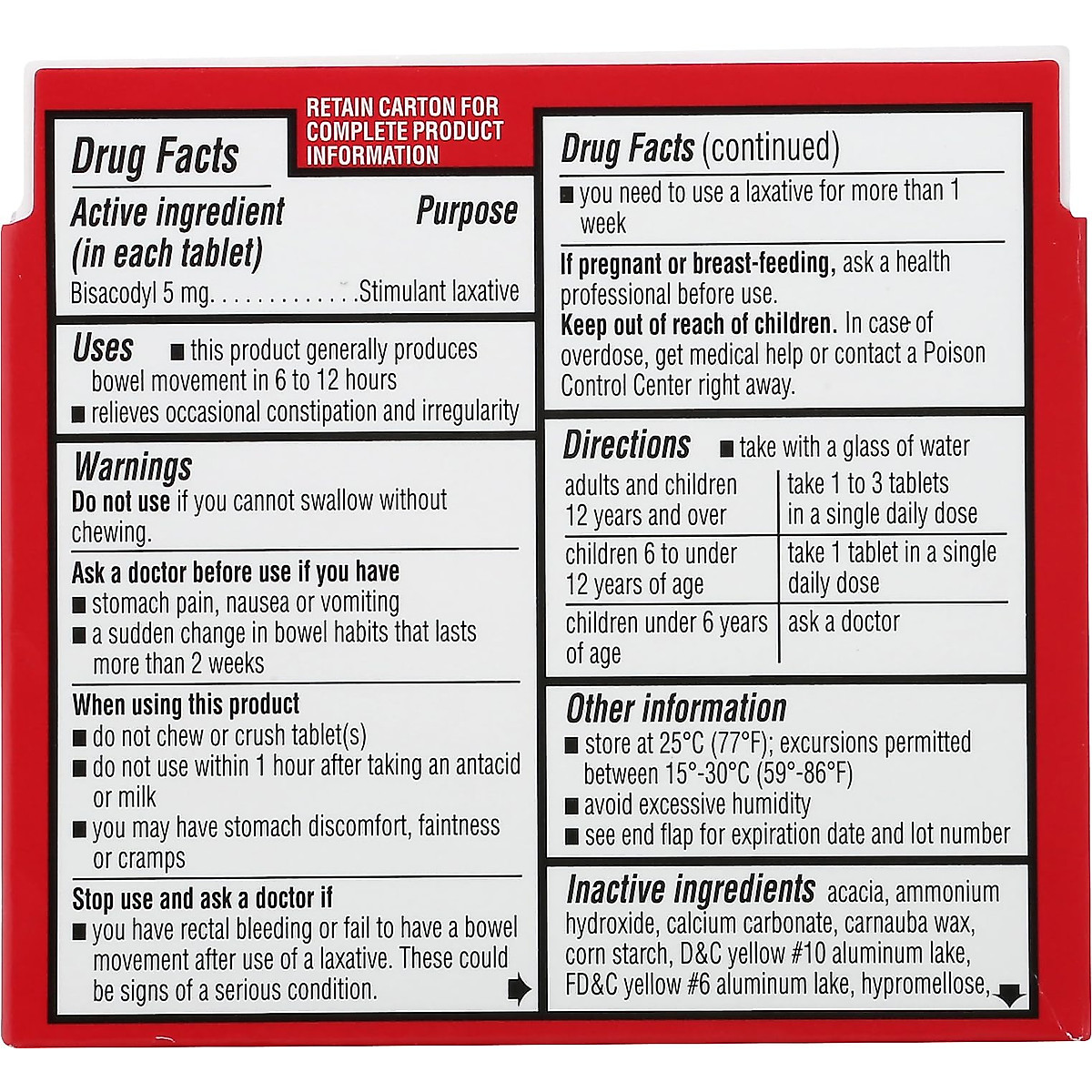 Leader Gentle Laxative, Bisacodyl USP 5 mg, 10 Enteric Coated Tablets (Pack of 4)