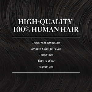 GOO GOO Clip in Hair Extensions Real Human Hair, Remy Human Hair Extensions Clip ins for Women, Natural Human Hair, 18inch 120g 7Pcs, 1B Natural black