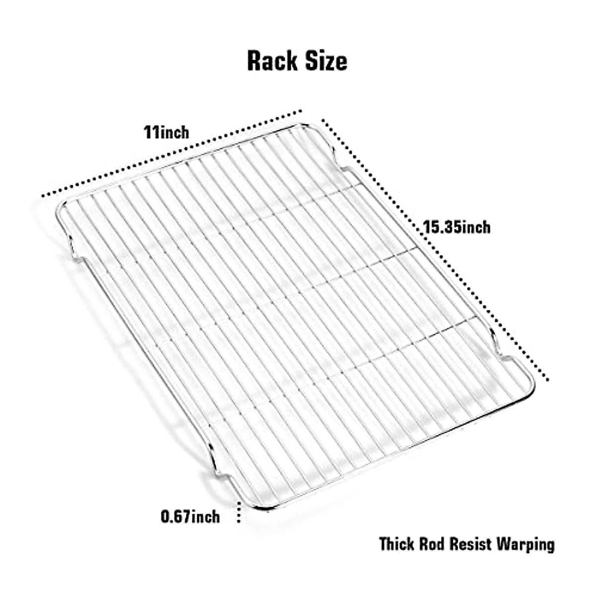 Wildone Baking Sheet & Rack Set [2 Sheets + 2 Racks], Stainless Steel Cookie Pan with Cooling Rack, Size 16 x 12 x 1 Inch, Non Toxic & Heavy Duty & Easy Clean