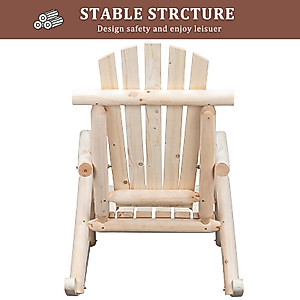 Outvita Wooden Rocking Chair, Fir Log Adirondack Rocker, Outdoor Wood Accent Furniture Lounge Chairs for Garden Patio Backyard Porch (Natural Finish)