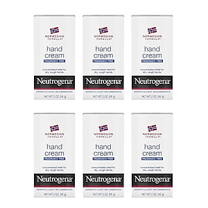 Neutrogena Norwegian Formula Moisturizing Hand Cream Formulated with Glycerin for Dry, Rough Hands, Fragrance-Free Intensive Hand Lotion, 2 oz, Pack of 6