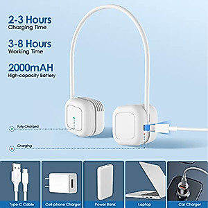 Neck Fan, Portable Neck Fan 360° Foldable, Personal Neck Fan Air Conditioner with 3 Speeds, Cooling Neck Fans Portable Rechargeable for Women Men Kids Outdoor Indoor