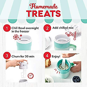 Dash My Pint Electric Ice Cream Maker Machine & Recipe Book 0.4qt - Aqua & DMS001SL Mini Maker Electric Round Griddle, with Indicator Light + Included Recipe Book, Silver