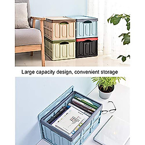 jocabo Collapsible Storage Box with lid 30L Lidded Bin Crates Plastic Tote Container Stackable Folding Utility for Clothes, Toy, Books ,Snack, Shoe -Blue
