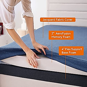 Erdoru 2 Inch Memory Foam Mattress Topper with Removable and Washable Cover, Pressure-Relieving Layers/CertiPUR-US Certified, 2" Comfort Topper(Blue, Queen)
