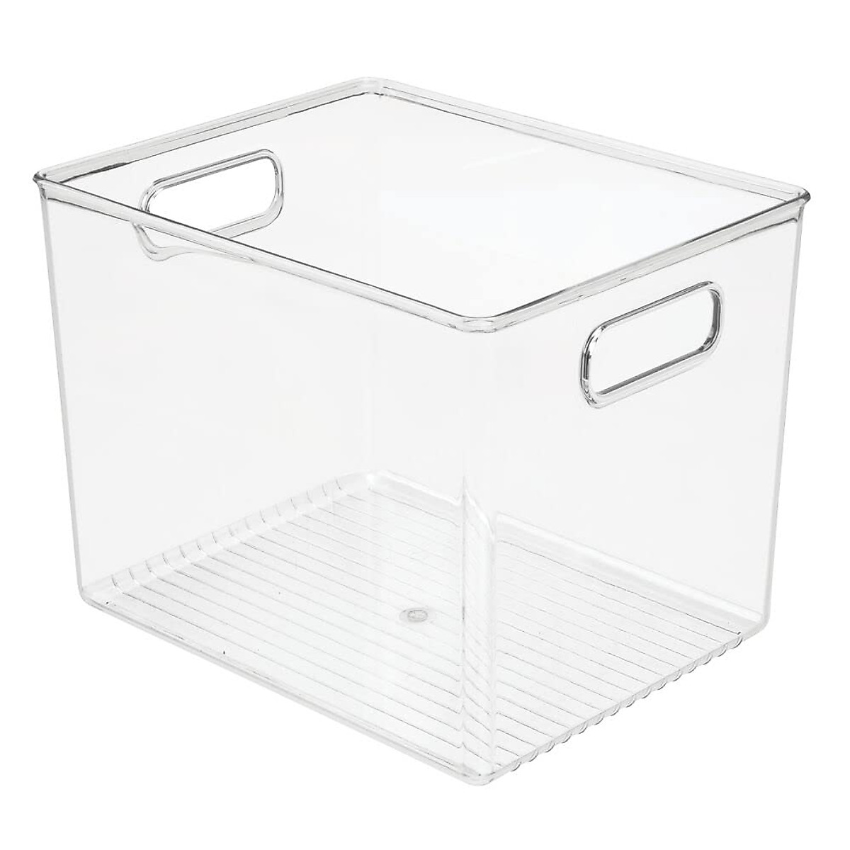 mDesign Plastic Tall Deep Organizing Kitchen Pantry Cabinet, Refrigerator, Freezer Food Organization Storage Bin with Handles, Drawer Container Organizer - Ligne Collection - Clear