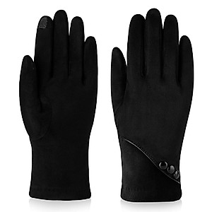 Alepo Womens Winter Warm Gloves, Contrast Color Design Touchscreen Texting Fleece Lined Windproof Driving Gloves Hand Warmer (Burgundy-M)