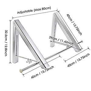 LIVEHITOP Wall Mounted Clothes Rack 2 Pcs, Folding Coat Hanger Dryer Hanging Rail Rod Wardrobe Hooks for Bathroom Balcony RV Indoor Outdoor
