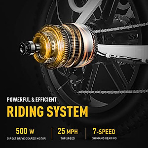 Heybike Ranger Electric Bike for Adults Foldable 20" x 4.0 Fat Tire Step-Thru Electric Bicycle with 500W Motor, 48V 15AH Removable Battery and Dual Shock Absorber