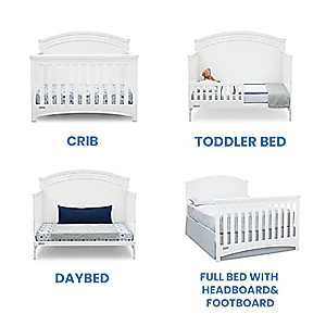 Delta Children Simmons Kids SlumberTime Emma 4-in-1 Convertible Baby Crib N More - Greenguard Gold Certified, Bianca White