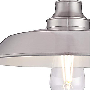 Westinghouse Lighting 6370200 Iron Hill 12-Inch, One-Light Indoor Semi Flush Mount Ceiling Light, Brushed Nickel Finish