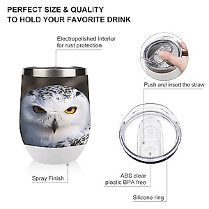 WYUSPGK 304 Stainless Steel Insulated Cup, Snowy Owl Eyes Print Smooth Rim, Durable & Reusable - Perfect for Office, Home, And Travel