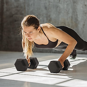 Fitvids Hex Dumbbells Rubber Coated Hand Weights Pairs for Exercises and Fitness, 25 LB Pair