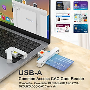 CAC Card Reader, DOD Military USB Common Access CAC Card Reader USB CAC Reader Smart Card Reader Compatible with Windows, Mac OS and Linux