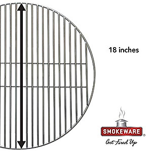 SMOKEWARE Stainless Steel Grill Grate – Compatible with Large Big Green Egg, Heavy Duty Gauge, 18 inches