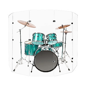 PENNZONI Drum Shield 6ft Single Panel w/Bright Chrome Hinges, Premium Clear Acrylic Panel, Drum Screen