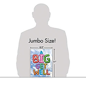 NobleWorks - Jumbo Get Well Greeting Card (8.5 x 11 Inch) - Beautiful Feel Better Soon, Group Notecard (Not 3D or Raised) - Inflated Messages From Us J5651FGWG-US