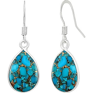 9.50Cts Blue Copper Turquoise Earrings For Women Blue Stone December Birthstone Jewelry Women's Day Gifts For Mom Wife Sister