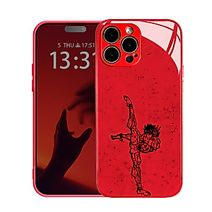Akatxezy Baki Hanma Anime Role Phone Case - Showcase Your Individuality - TPU Tempered Glass Manga Cover Distinctive Protective Shell for iPhone 14 Pro Max