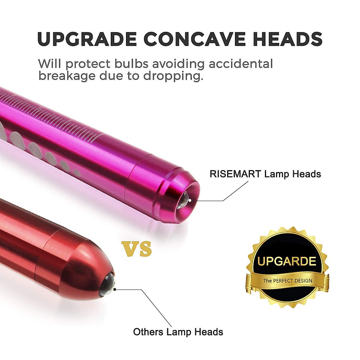 Pen Light, RISEMART Reusable LED Medical Penlight for Nurse Students Doctors with Pupil Gauge, Extra Warm Light Bulb, Pocket Clip and Batteries Included