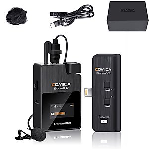 comica BoomX-DMI1 Wireless Lavalier Lapel Microphone for iPhone iPad, Plug & Play 2.4GHz Lapel Mic with Real-time Monitoring for TikTok YouTube Facebook Live Stream Vlogging Video Recording.