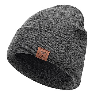 OZERO Winter Beanie Daily Hat Warm Polar Fleece Ski Stocking Skull Cap for Men and Women Gray