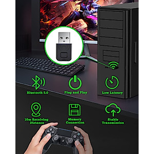AOJAKI Bluetooth Adapter for PS4 Controller/ PS5 Controller/Switch Pro Controller, Controller Adapter for Switch/Switch Lite/PC/Android TV Box/Tesla/Steam, Compatible with Official PS4 Controller