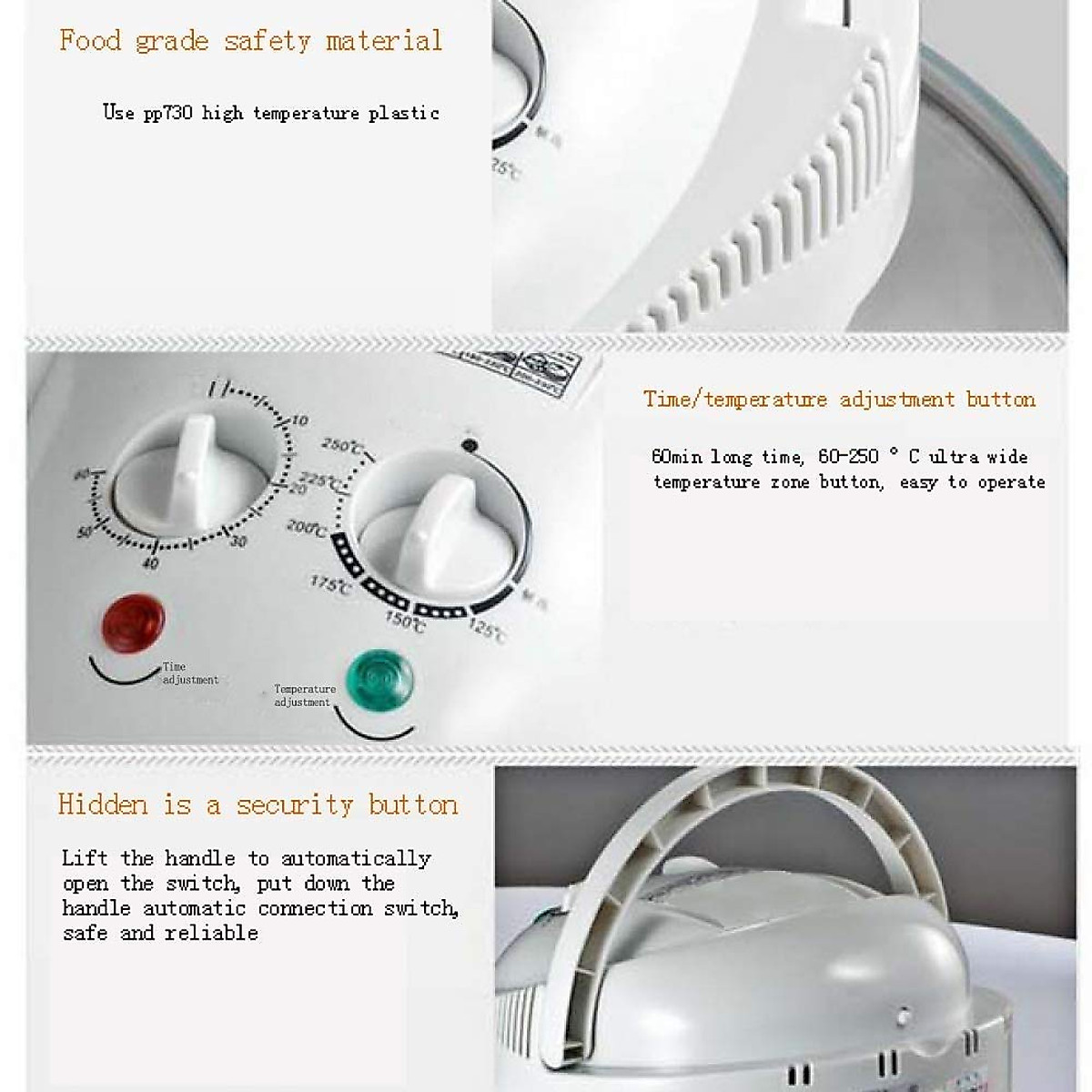 Glass air Fryer Electric Fryer French Fries,Hot air Fryer Reduced-Fat, Baking, Grilling and Roasting Cooking Chamber Rotisserie,size 37 * 33 * 32CM