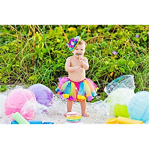 traderplus Rainbow T-Shirt and Ballet Tutu Skirt with Hair Bows Set for Baby Girls (4-6 Years)