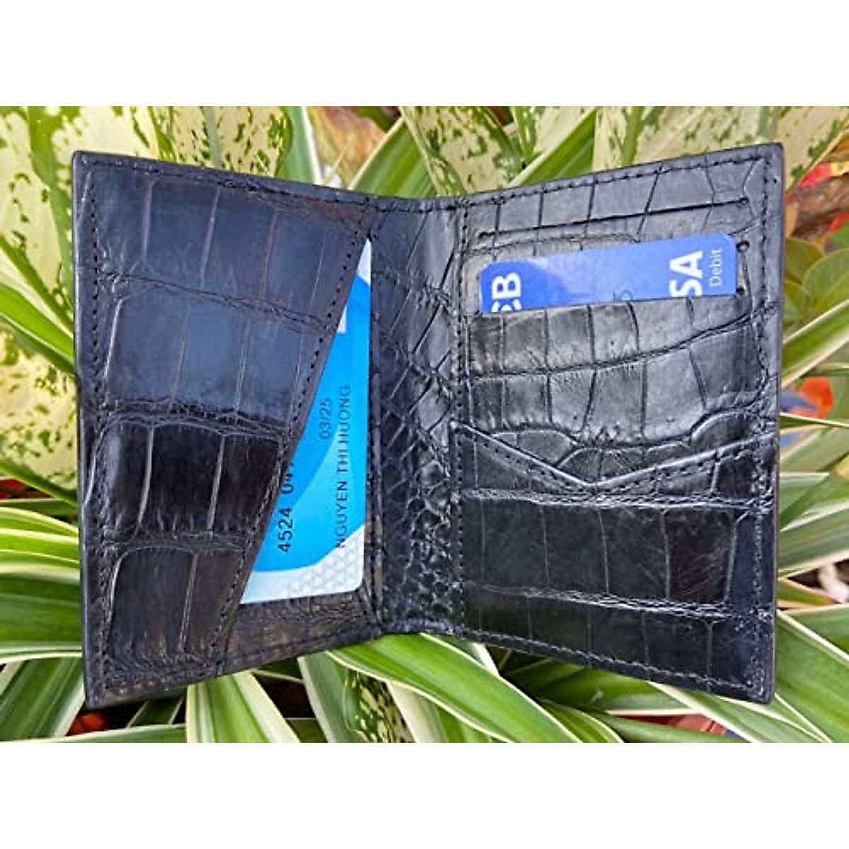 Double side Navy Blue Crocodile Alligator leather skin Credit Cardholder, leather credit cardcase, leather creditcard cover