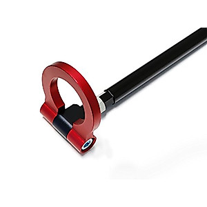 iJDMTOY Red Track Racing Style Front Bumper Tow Hook Ring Compatible With 2014-2019 Chevrolet Corvette Z06 ZR1 Z51, Made of Light Weight CNC Aluminum