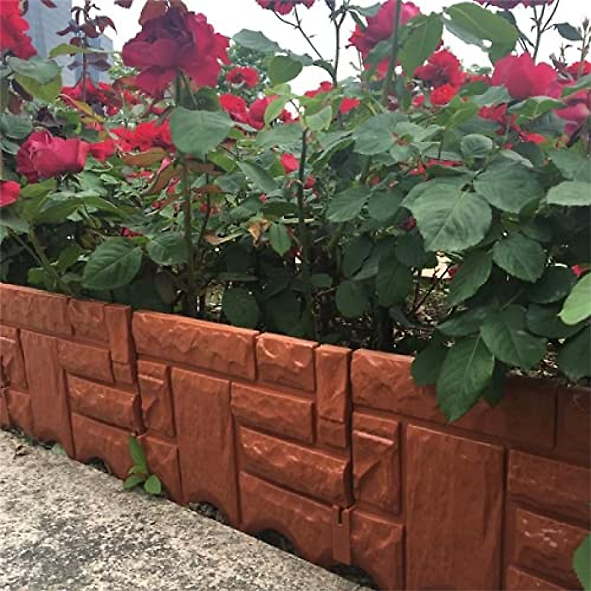 Garden Edging Set Plastic Fence, Imitation Stone Fence, Garden Edging Border Imitation Stone Brick, for DIY Decorative Patios Lawn Paths Landscape Walkways Flower Beds Border-10pcs