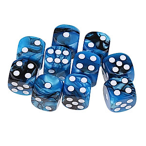 Yiotfandoll 10PCS Polyhedral Dice D6 Dice 16mm Acrylic Dice Game Dice for RPG MTG DND Dice Table Games (Blue Black)