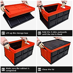 Endynino 2-Pack Collapsible Plastic Crates Storage with 2 Waterproof Bag & Lids, Storage Bins, 44 Quart Container Box Crates with Handle for Camping, Travel, Groceries, Sports, Home, Toy(Large)