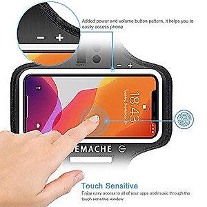 iPhone 14 Pro Max, 13 Pro Max, 14 Plus Armband with AirPods Holder, JEMACHE Gym Running Workouts Arm Band Case for iPhone 14 Plus, 14/13/12/11 Pro Max, Xs Max (Dark)