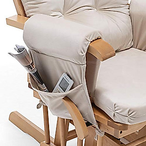 Paddie Beige Massage Glider Rocker Replacement Cushions with Storage Velvet Washable Non Slip for Glider Rocking Chair, 5PCS