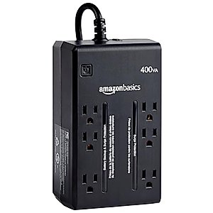 Amazon Basics Standby UPS 400VA 255W Surge Protector Battery Power Backup, 6 Outlets - Black