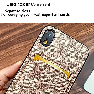 Atiptop Compatible for iPhone XR Luxury Leather Card Case Holds 1-2 Cards |Raised Bevel Around Screen & Camera | Khaki