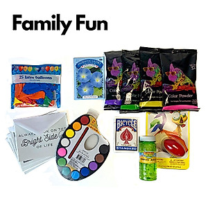 Chameleon Colors Social Distancing Survival Kit, Includes Goodies, Games, Activities, Self Care Items, Party Supplies, and More, Beyond a Snack Box, Gift Pack for Family or Friends