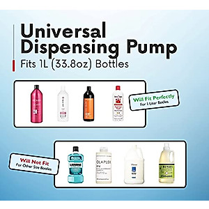 Black And White Universal Pump Replacement Lids for Hand Pump Bottles, Shampoo and Conditioner Dispenser with Extra Large Tube - Fits 1 Liter (33.8oz) Containers for Sanitizer, Oils, and Other Liquid
