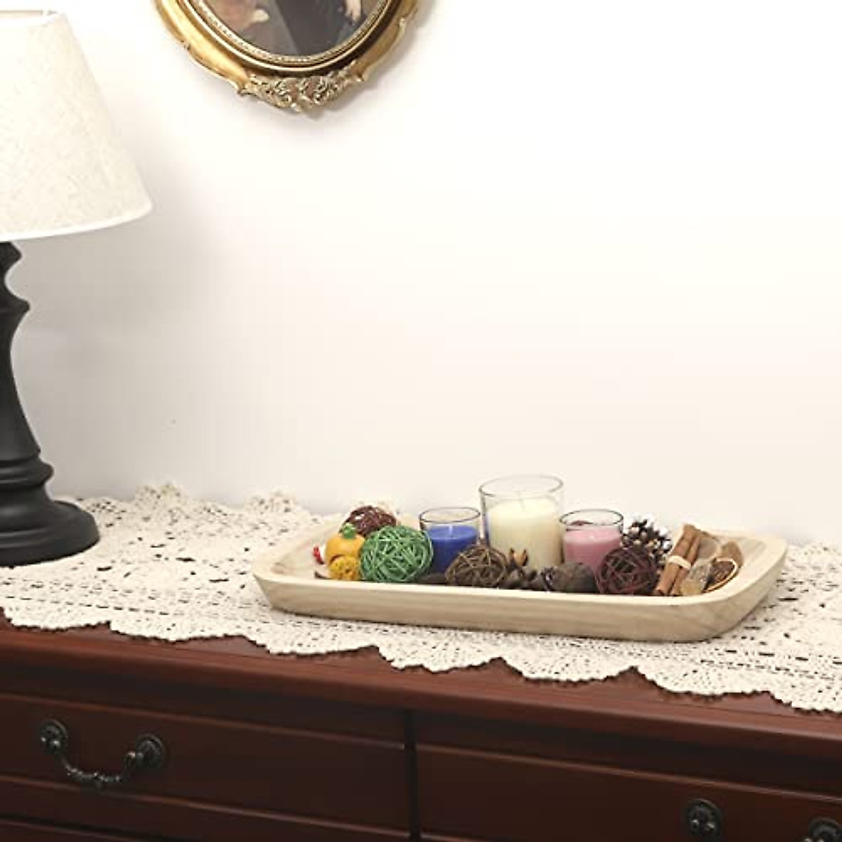 Uziass Wooden Dough Bowls, 17” Hand Carved Large Wood Dough Bowl for Decor Rustic Decorative Wood Dough Bowl Long Wood Bowl for Dining Table Centerpiece Living Room Home Kitchen Accent Piece Decor